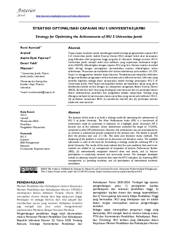 (PDF) Strategi Optimalisasi Capaian Iku 5 Universitas Jambi