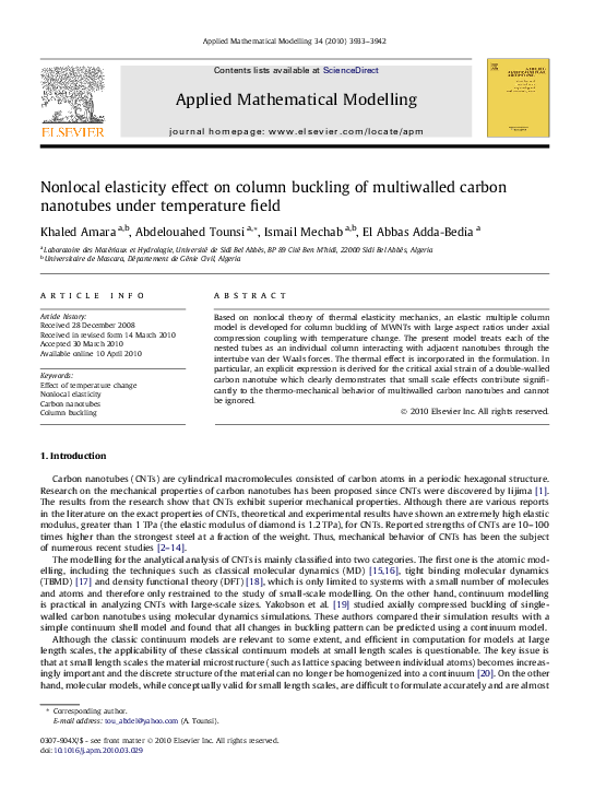 (PDF) Nonlocal elasticity effect on column buckling of multiwalled carbon nanotubes under ...