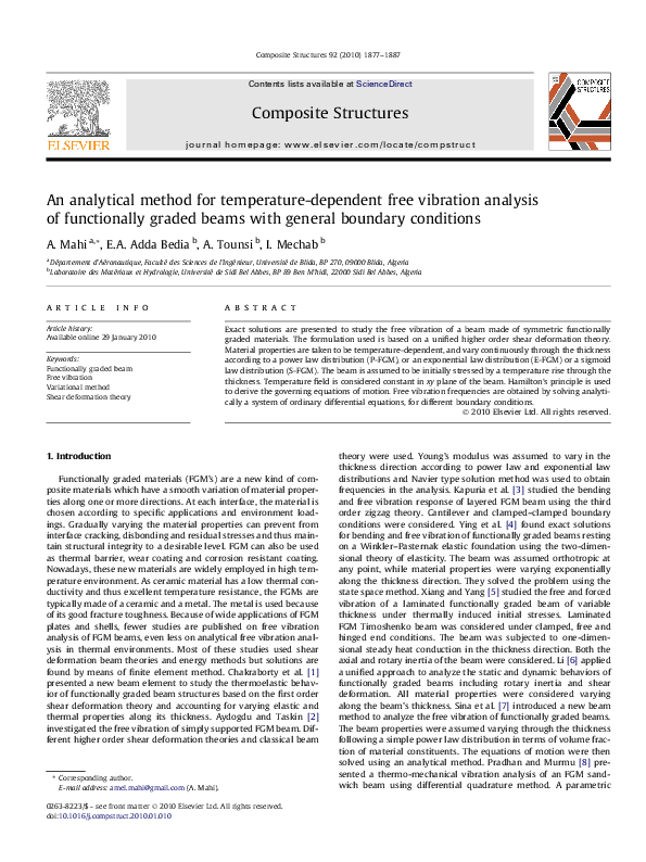 (PDF) An analytical method for temperature-dependent free vibration analysis of functionally ...