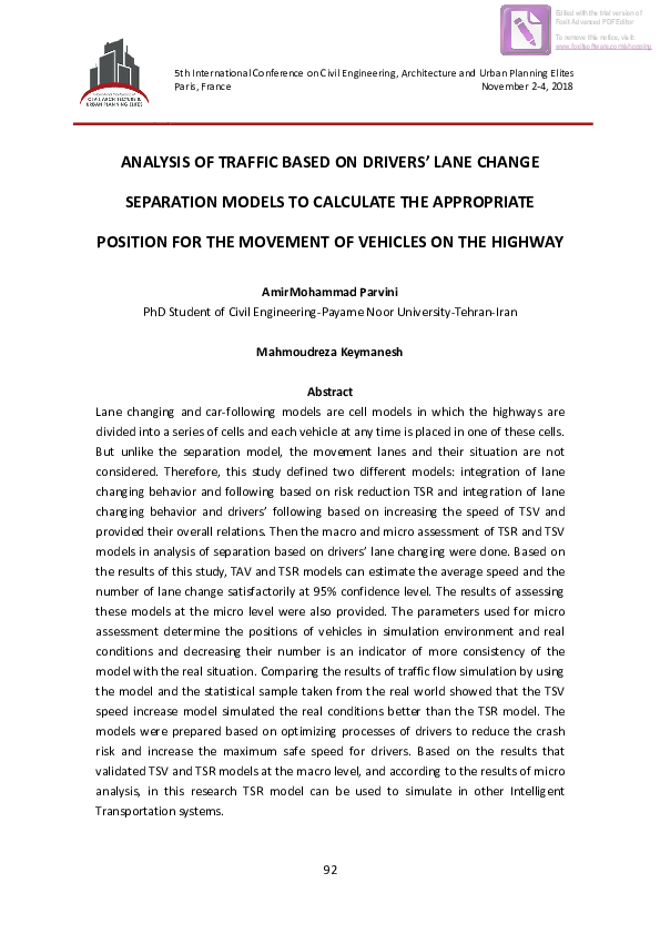 (PDF) Analysis of Traffic Based on Drivers’ Lane Change Separation ...