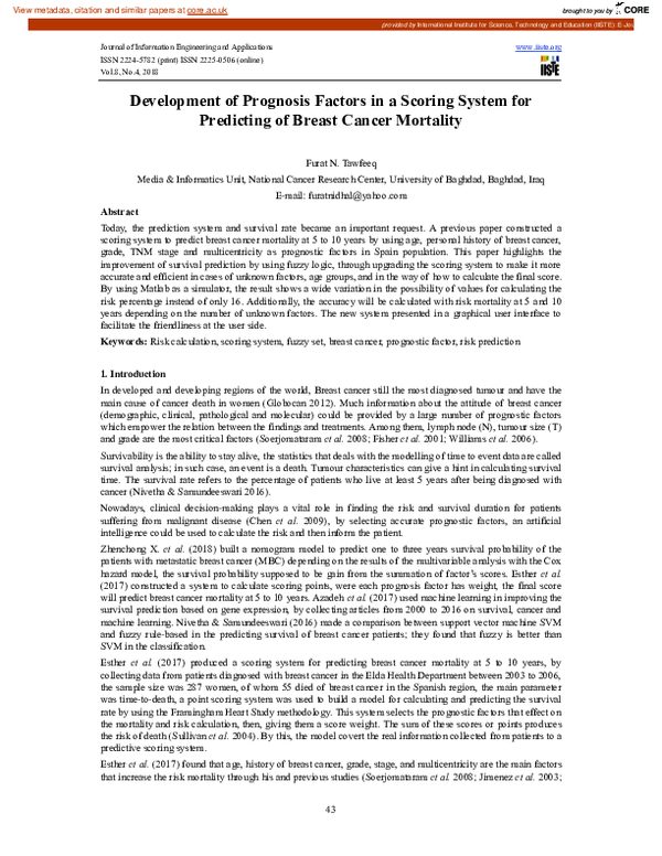 (PDF) Development of Prognosis Factors in a Scoring System for ...