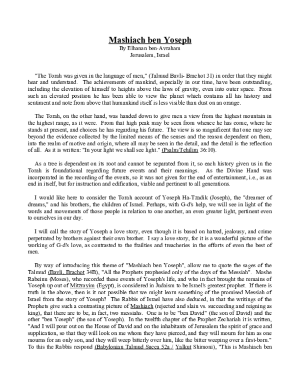 (DOC) Mashiach ben Yoseph