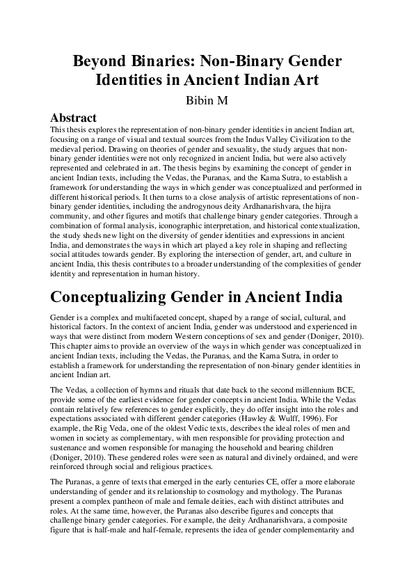 (PDF) Beyond Binaries: Non-Binary Gender Identities in Ancient Indian Art