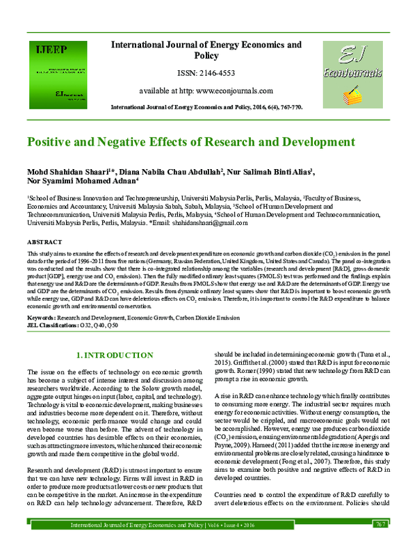 (PDF) Positive and Negative Effects of Research and Development