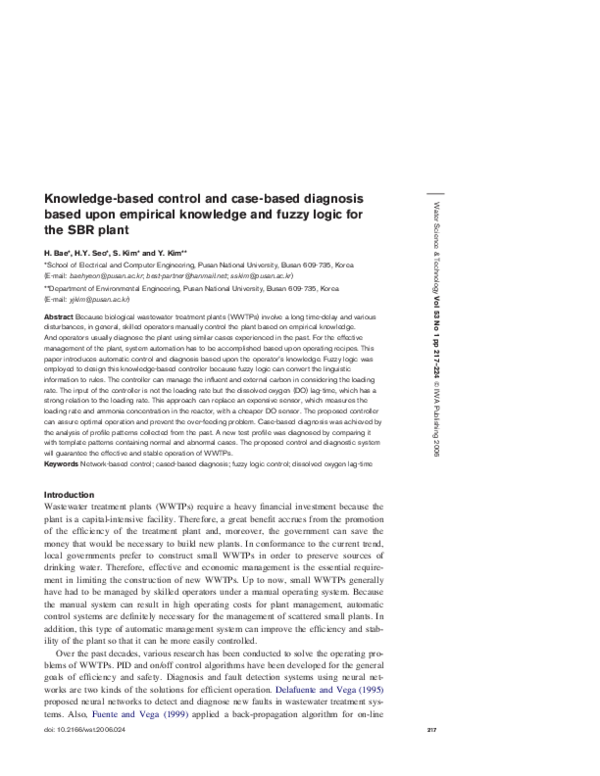 Pdf Knowledge Based Control And Case Based Diagnosis Based Upon Empirical Knowledge And Fuzzy