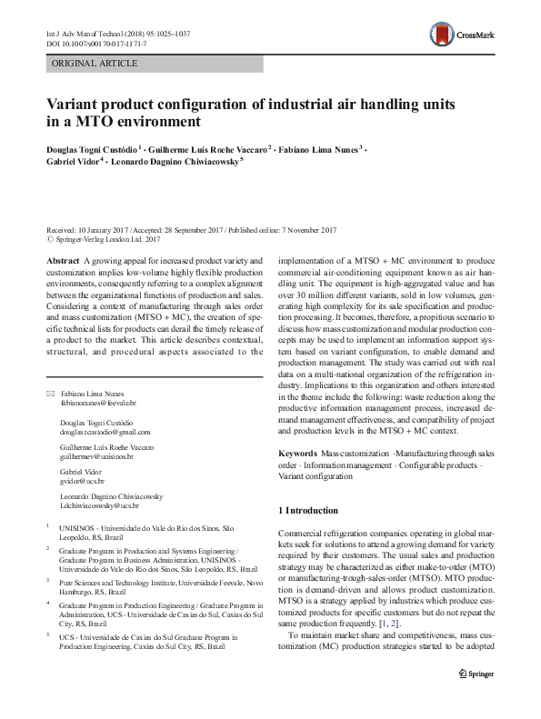 (PDF) Configuring Variant Air Handling Units in MTO Environments