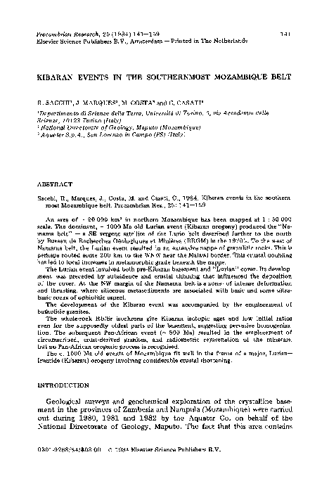 (PDF) Kibaran events in the southernmost Mozambique belt