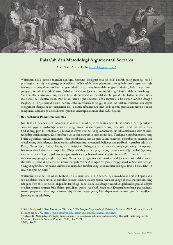 (PDF) Falsafah dan Metodologi Argumentasi Socrates