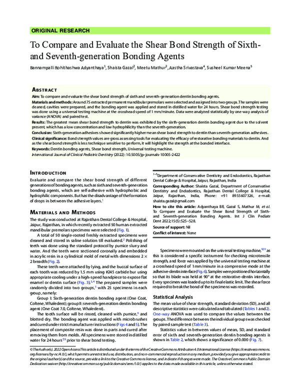 (PDF) To Compare and Evaluate the Shear Bond Strength of Sixth- and ...