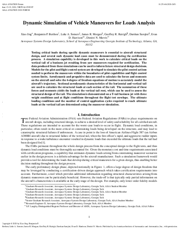 (PDF) Dynamic Simulation of Vehicle Maneuvers for Loads Analysis