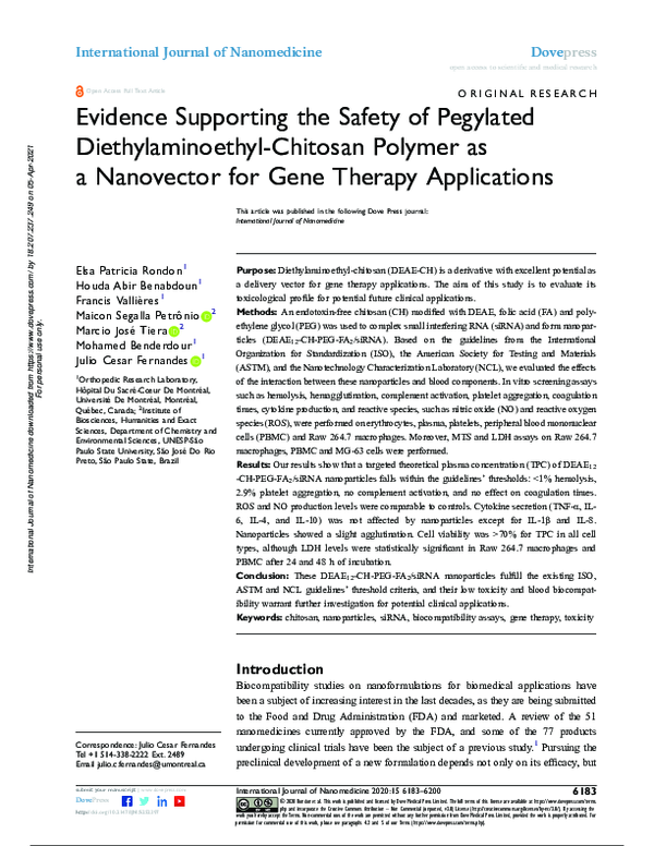 (PDF) Evidence Supporting the Safety of Pegylated Diethylaminoethyl ...