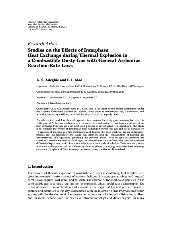(PDF) Studies on the Effects of Interphase Heat Exchange during Thermal ...