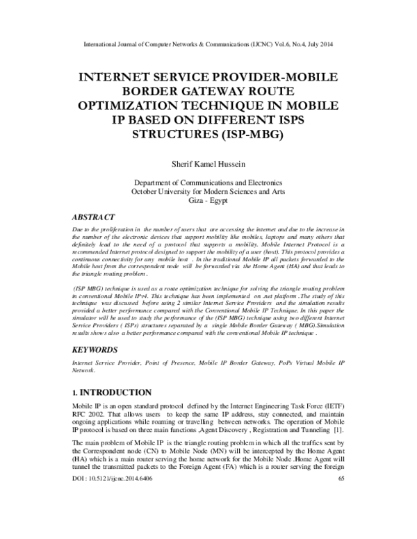 (PDF) Internet Service Provider-Mobile Border Gateway Route ...