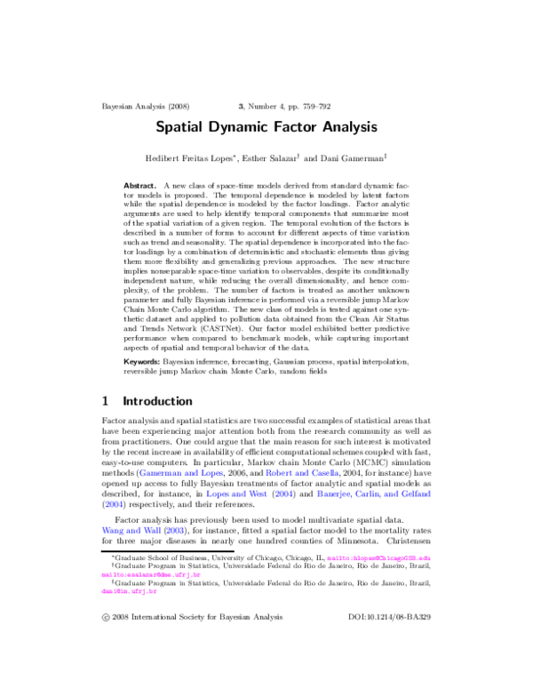 (PDF) Spatial dynamic factor analysis