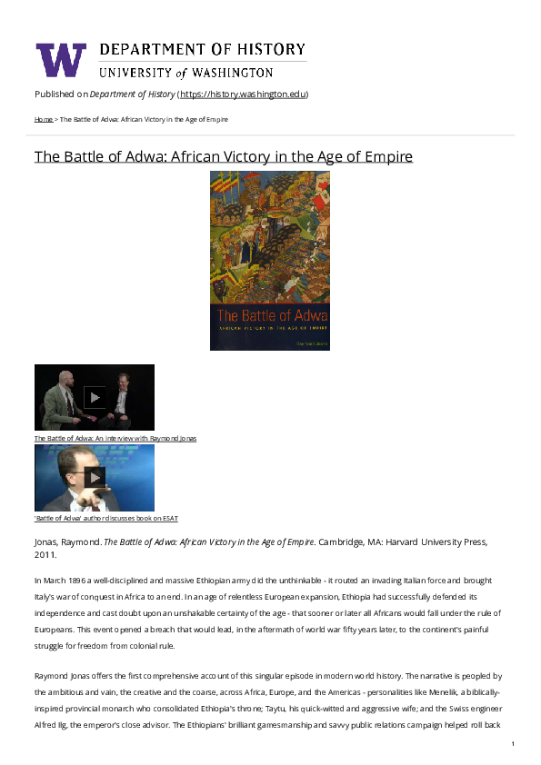 (PDF) The Battle of Adwa