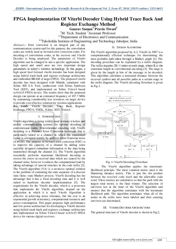 (PDF) FPGA Implementation Of Viterbi Decoder Using Hybrid Trace Back And Register Exchange Method