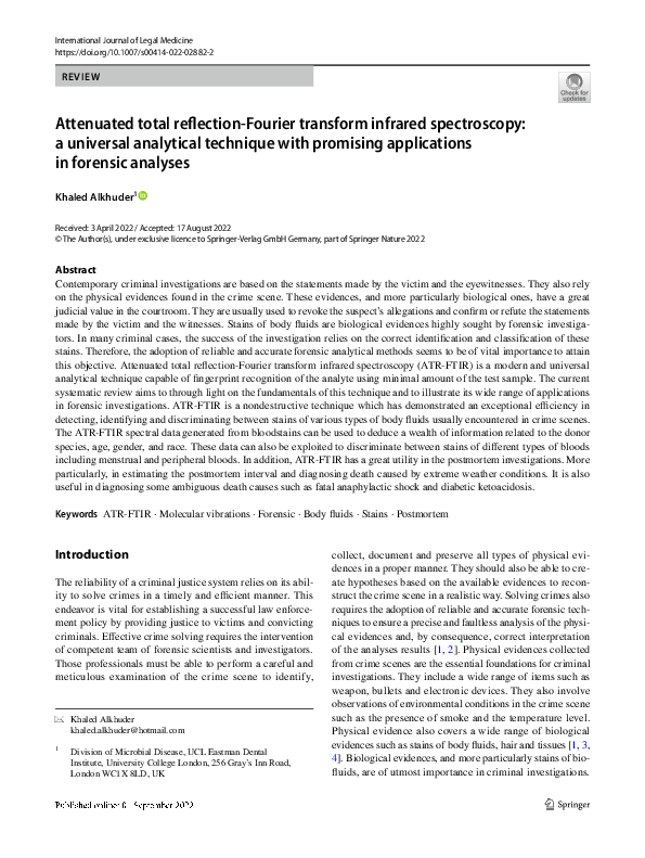 (PDF) Attenuated total reflection-Fourier transform infrared spectroscopy: a universal ...