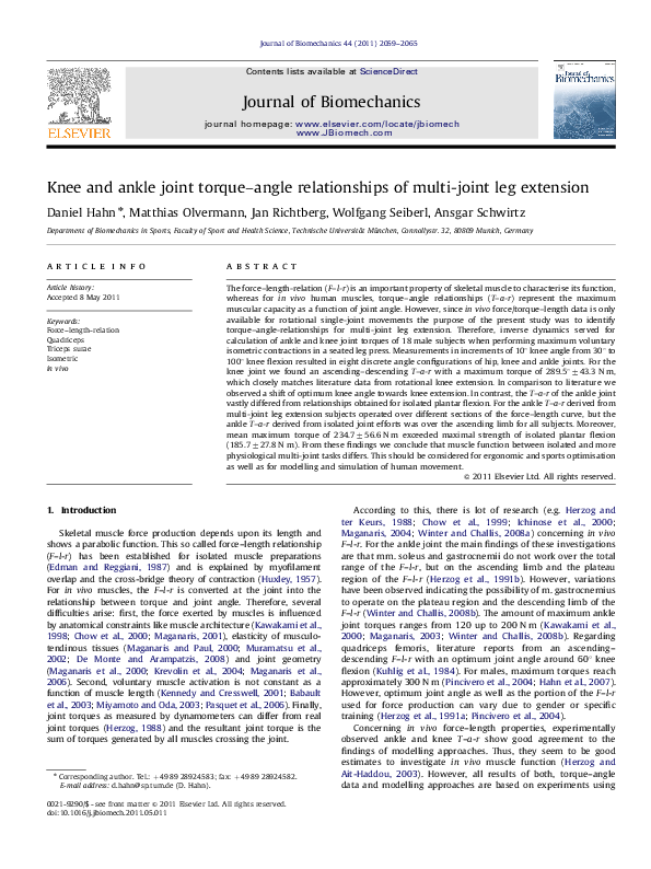 (PDF) Knee and ankle joint torque–angle relationships of multi-joint ...