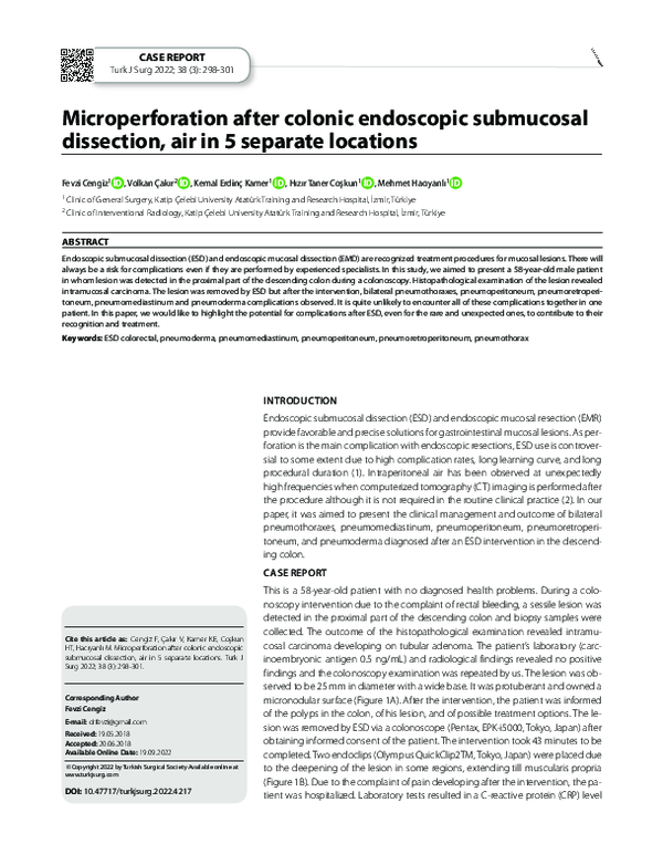 (PDF) Microperforation after colonic endoscopic submucosal dissection ...