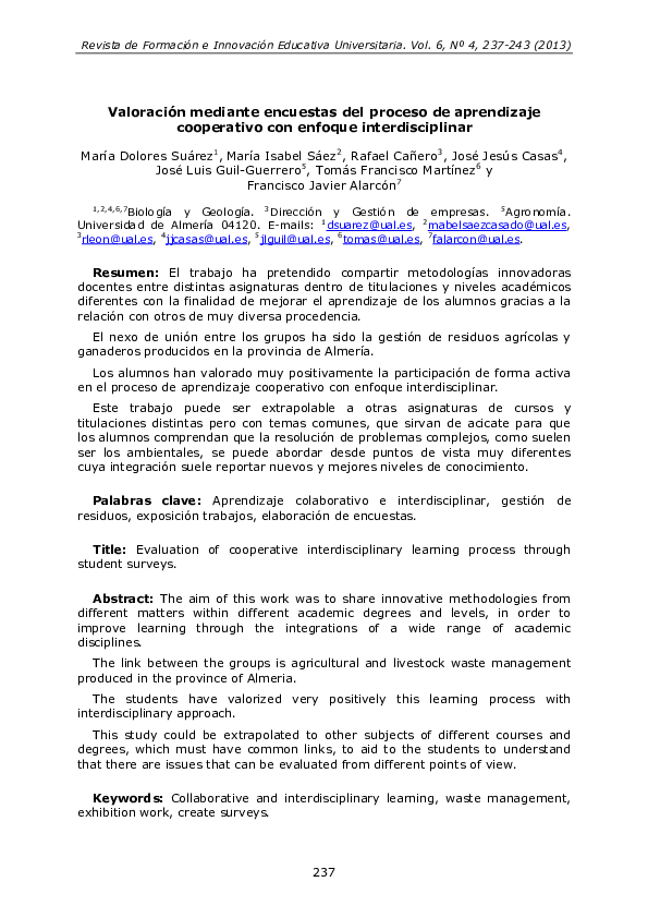 (PDF) Valoración mediante encuestas del proceso de aprendizaje cooperativo con enfoque ...