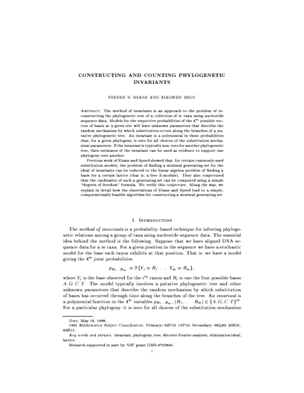 (PDF) Constructing and Counting Phylogenetic Invariants