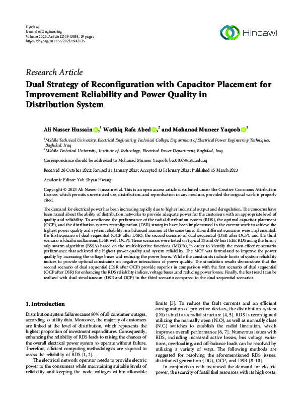 Dual Strategy Of Reconfiguration With Capacitor Placement For