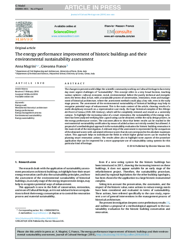 (PDF) The energy performance improvement of historic buildings and ...
