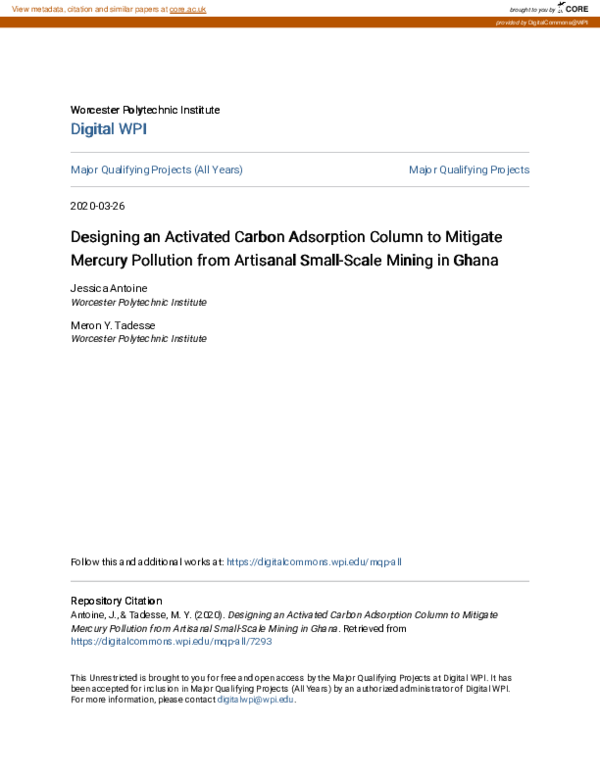 (PDF) Designing an Activated Carbon Adsorption Column to Mitigate ...