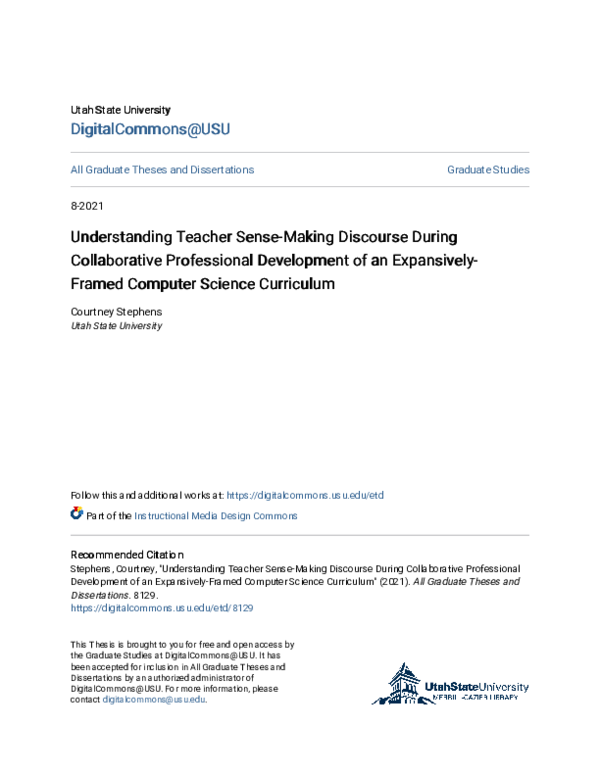 (PDF) Understanding Teacher Sense-Making Discourse During Collaborative Professional Development ...