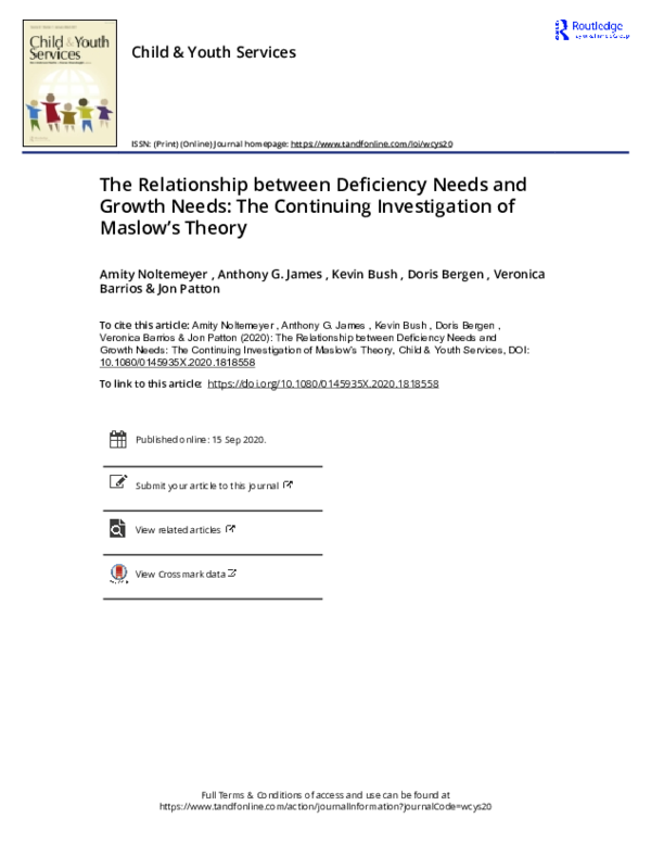 (PDF) The Relationship between Deficiency Needs and Growth Needs: The ...