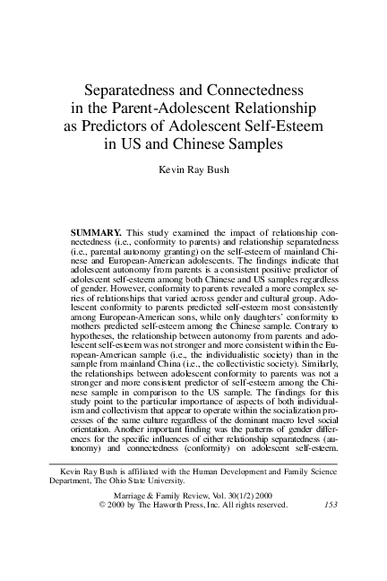 (PDF) Separatedness and Connectedness in the Parent-Adolescent ...