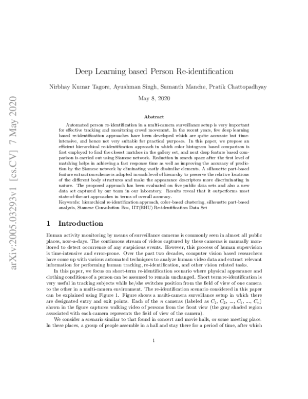 (PDF) Deep Learning based Person Re-identification | Ayushman Singh - Academia.edu