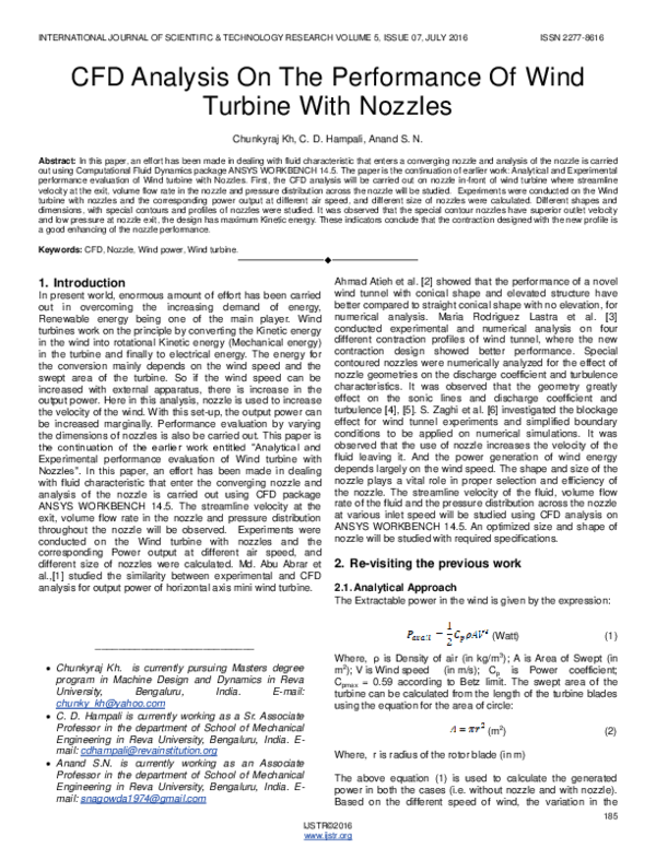 (PDF) CFD Analysis On The Performance Of Wind Turbine With Nozzles