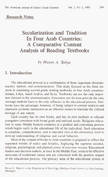 (PDF) Secularization and Tradition in Four Arab Countries: A Comparative Content Analysis of ...