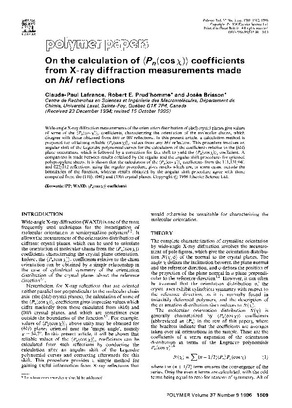 (PDF) On the calculation of 〈Pn(cosχ)〉 coefficients from X-ray ...