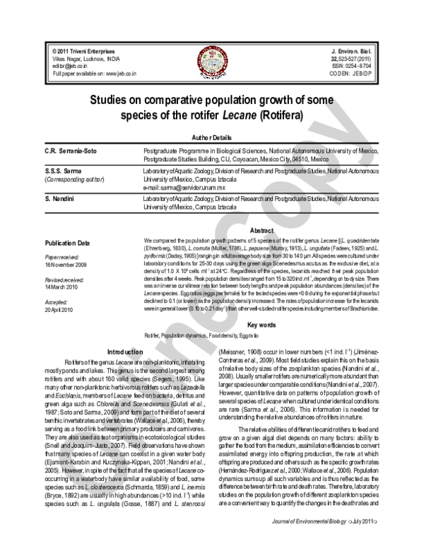 (PDF) Studies on comparative population growth of some species of the ...