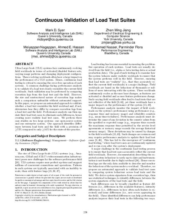 (PDF) Continuous validation of load test suites