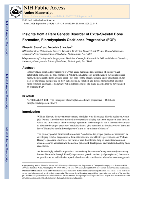 (PDF) Insights from a rare genetic disorder of extra-skeletal bone ...