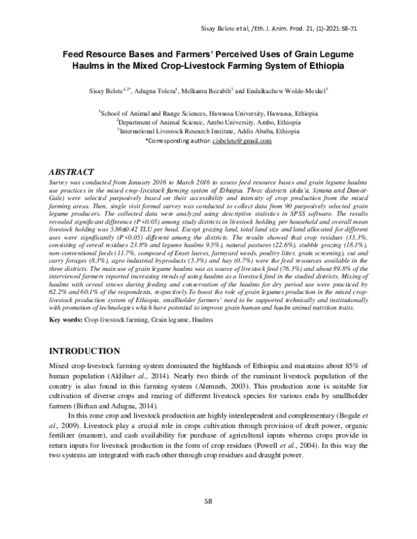 (PDF) Feed Resource Bases and Farmers’ Perceived Uses of Grain Legume ...