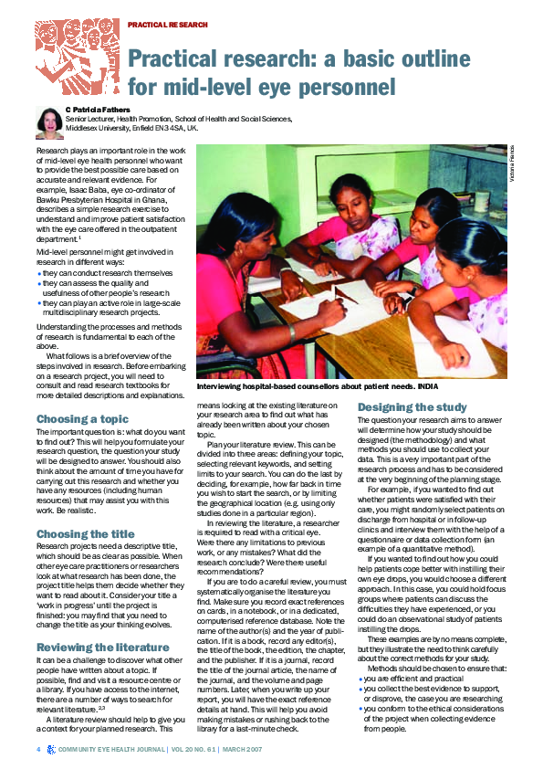 (PDF) Practical research: a basic outline for mid-level eye personnel