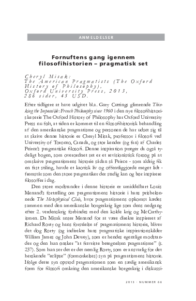 (PDF) Fornuftens gang igennem filosofihistorien – pragmatisk set