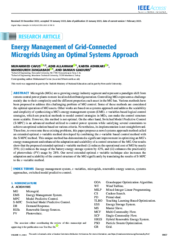 (PDF) Energy Management of Grid-Connected Microgrids Using an Optimal Systems Approach