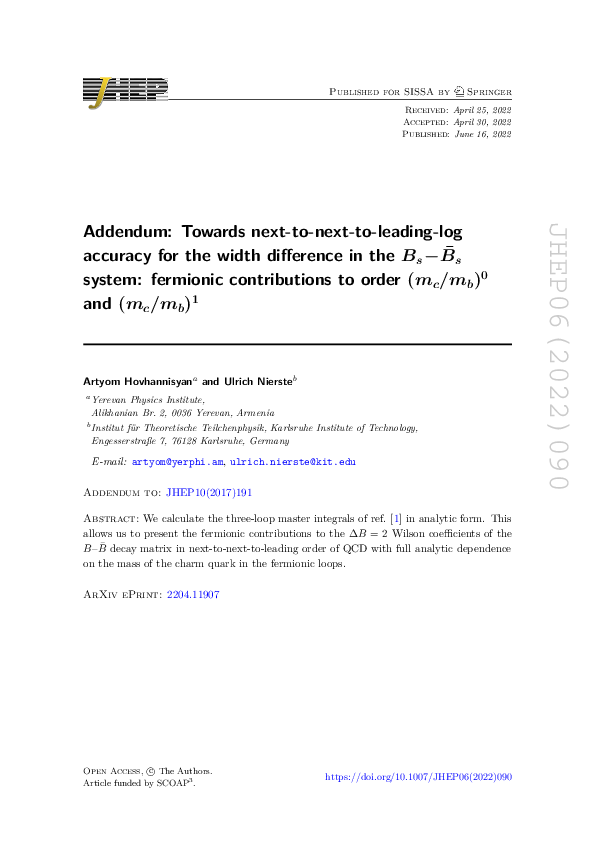 (PDF) Three-loop Fermionic Contributions to B-B Decay in QCD