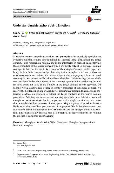 (PDF) Understanding Metaphors Using Emotions