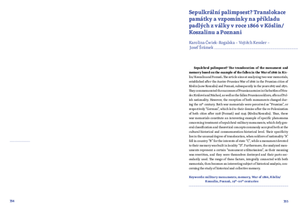 (PDF) Sepulkrální palimpsest? Translokace památky a vzpomínky na příkladu padlých z války v roce ...