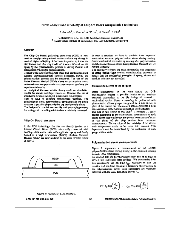 (PDF) Stress analysis and reliability of chip on board encapsulation technology