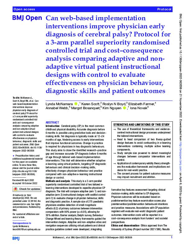 (PDF) Can web-based implementation interventions improve physician early diagnosis of cerebral ...