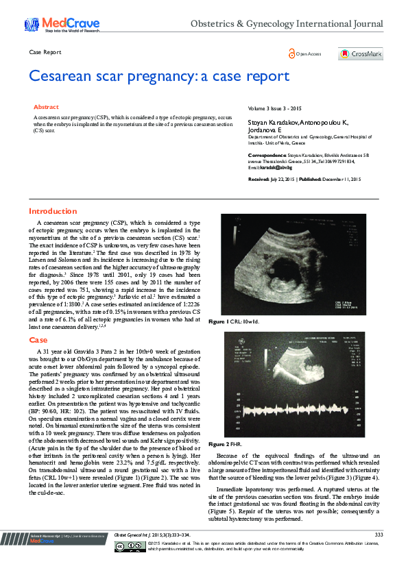 (PDF) Cesarean Scar Pregnancy: A Case Report