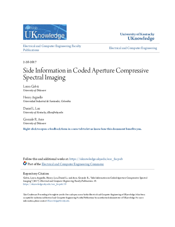 (PDF) Side information in coded aperture compressive spectral imaging ...