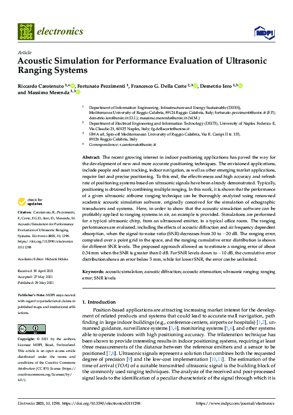 (PDF) Acoustic Simulation for Performance Evaluation of Ultrasonic Ranging Systems